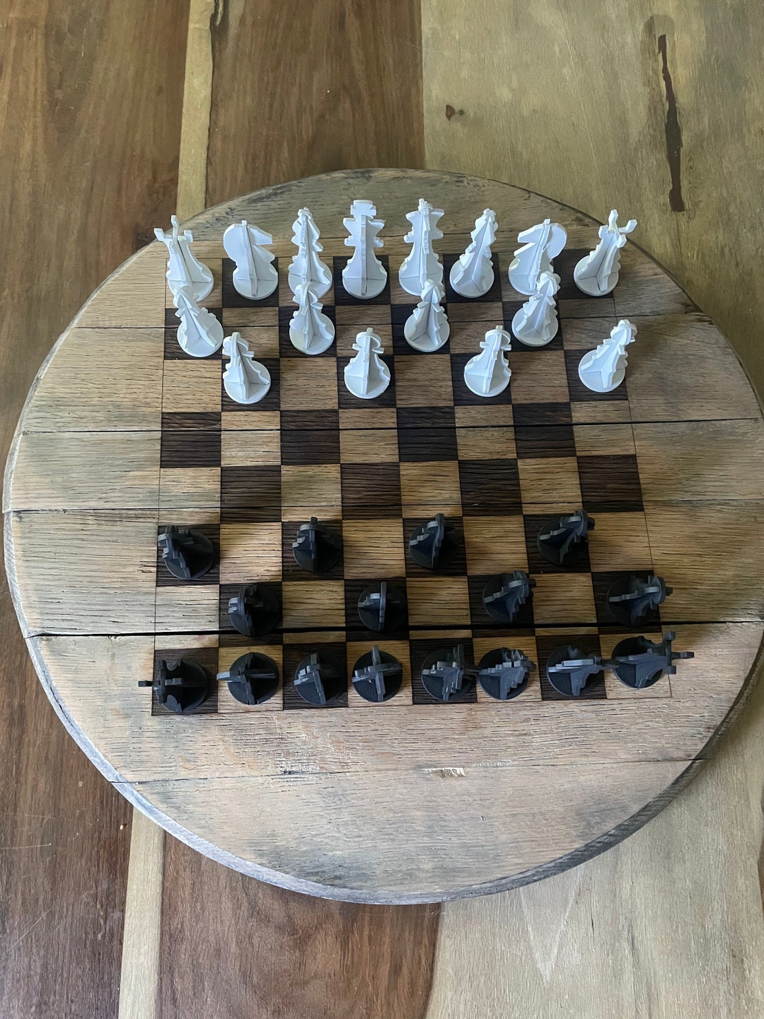 Authentic Bourbon Barrel Head Chess/checker Set - Etsy