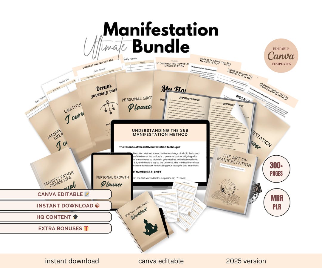 Manifestation Journal Vision Board |law of Attraction | Ebooks | Self-improvement | Bundle ...