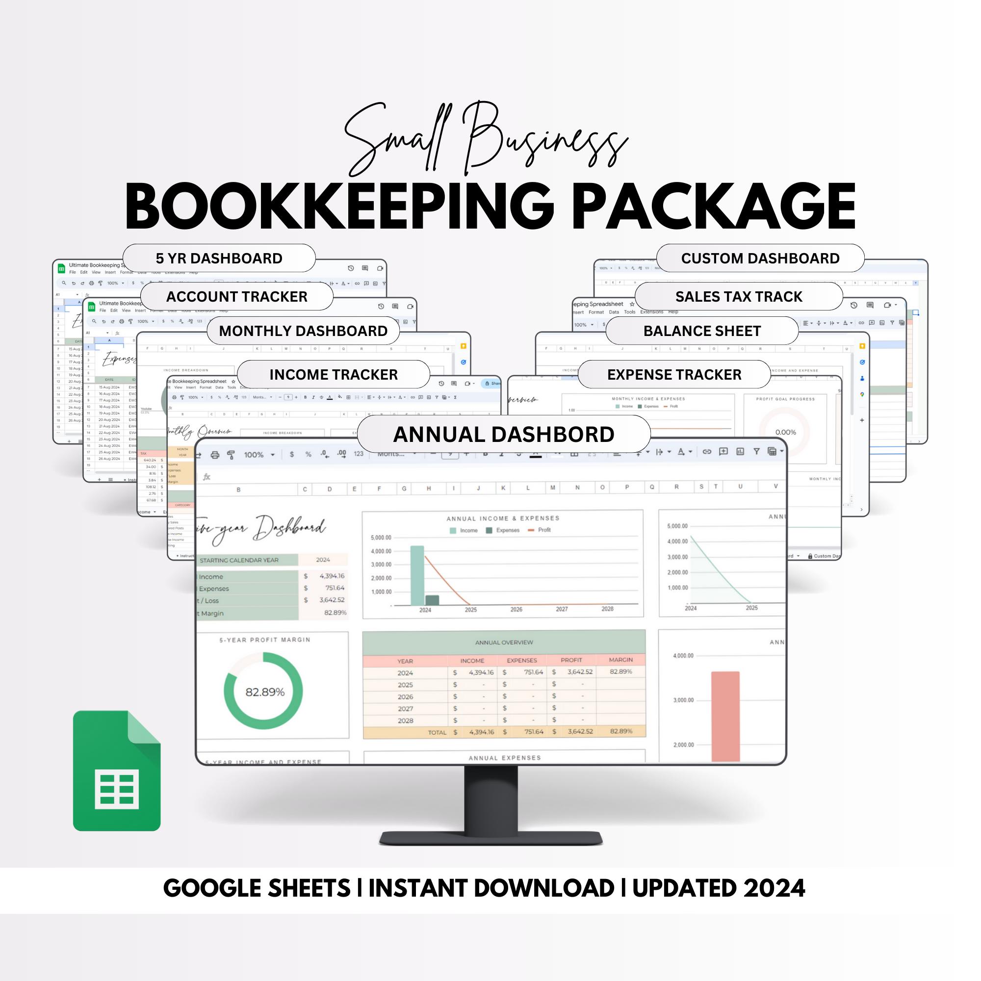 Small Business Easy Bookkeeping Spreadsheet Profit and Loss Excel ...