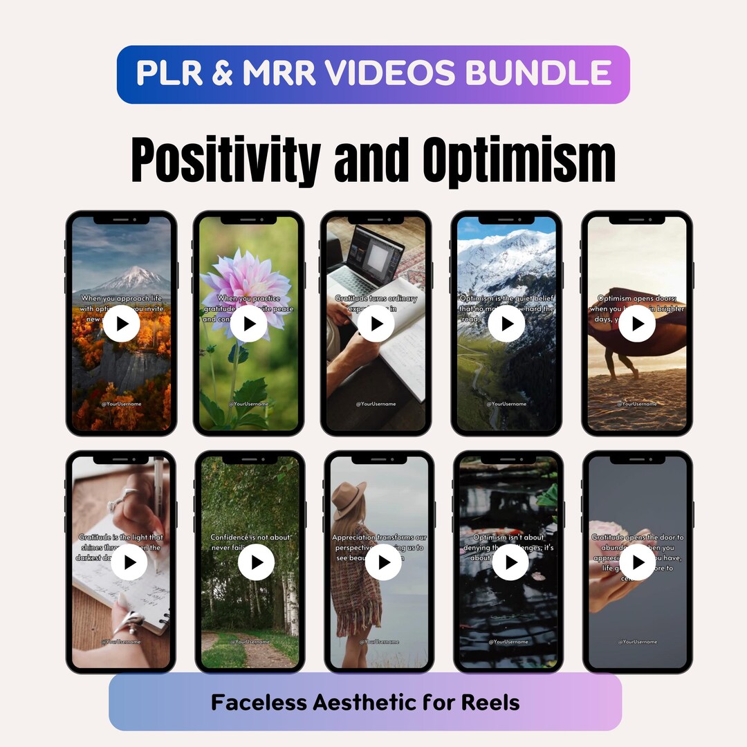 MRR Positivity and Optimism Videos Bundle, Faceless Marketing Instagram ...