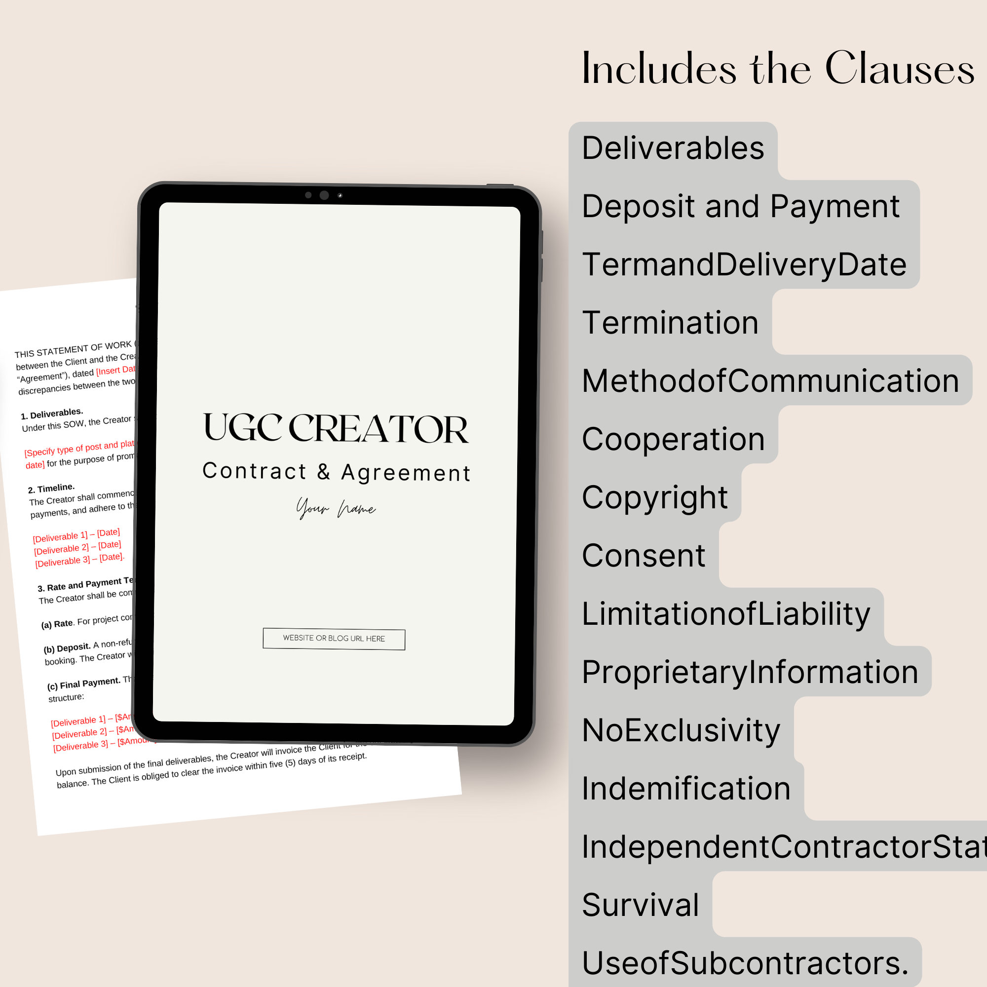 UGC Contract Template | UCG Creator Agreement, User Generated Content ...