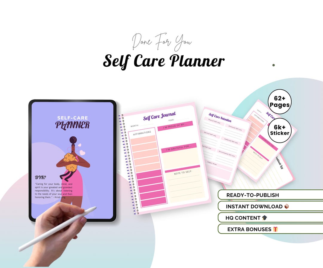 Printable Self Care Planner | Habit Goal Organizer | Track Mindfulness ...