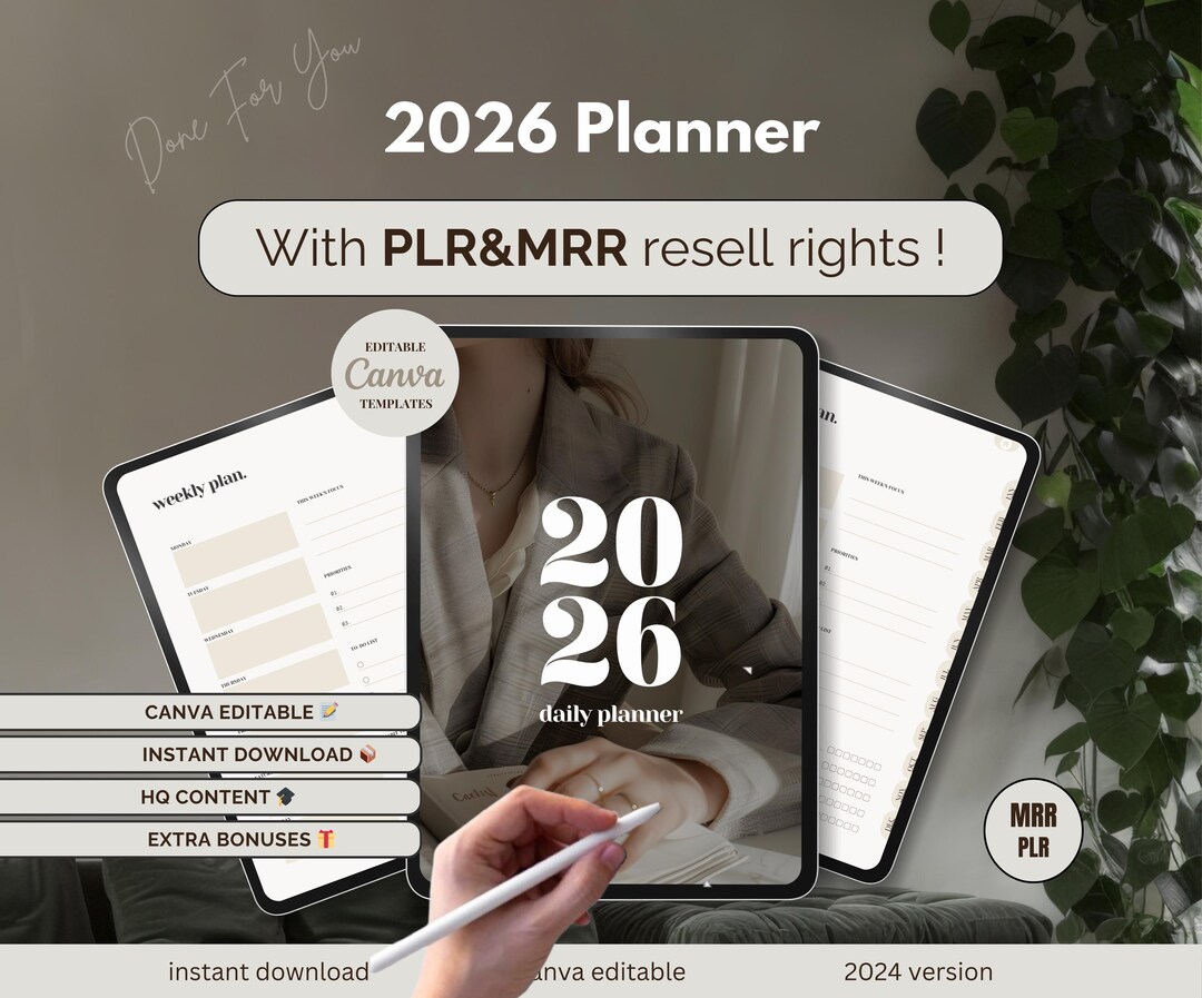 2026 Digital Planner, PLR Planners, MRR Digital Planner, Plr Journal ...