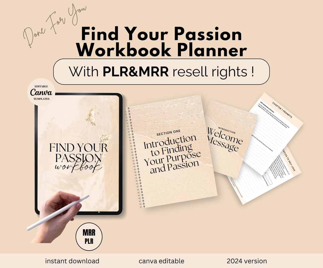 PLR / Resell Find Your Passion Planner for Commercial Use, Printable ...