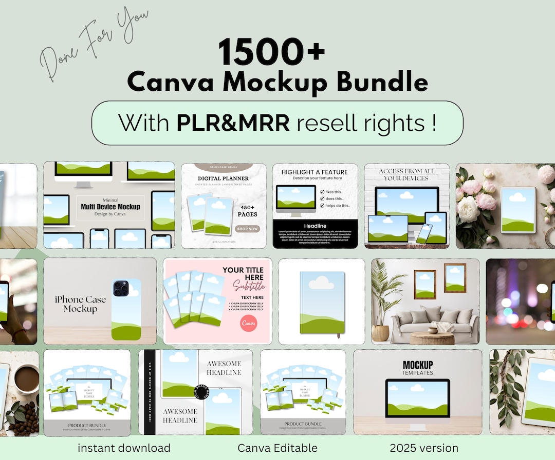 Digital Top Sellers PLR MRR Canva Mockup Template Bundle Digital ...
