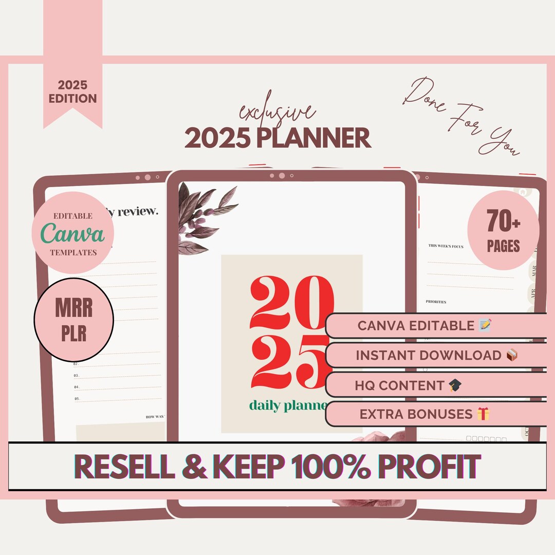 PLR 2025 Planner, PLR Planners, MRR Digital Planner, Plr Journal, Plr ...
