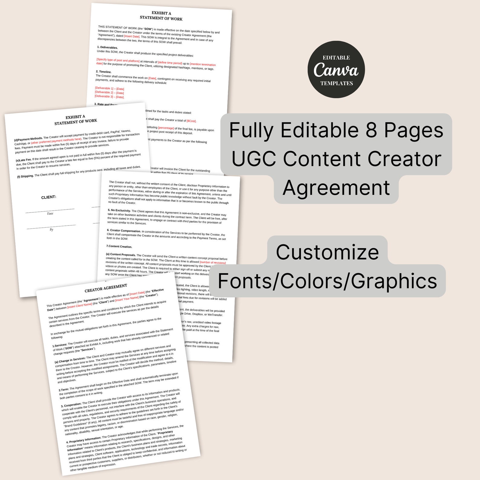 UGC Contract Template | UCG Creator Agreement, User Generated Content ...