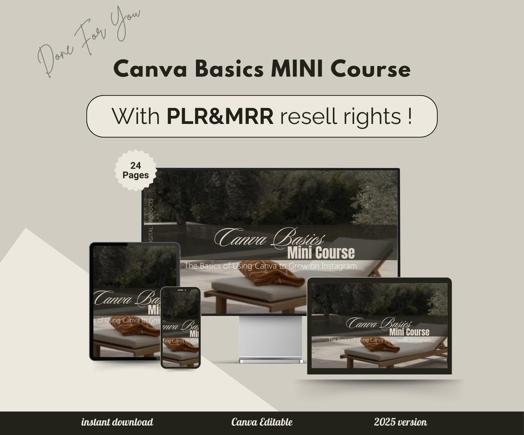 MRR PLR Digital Canva Basics Marketing Course Bundle MRR Plr Resell ...