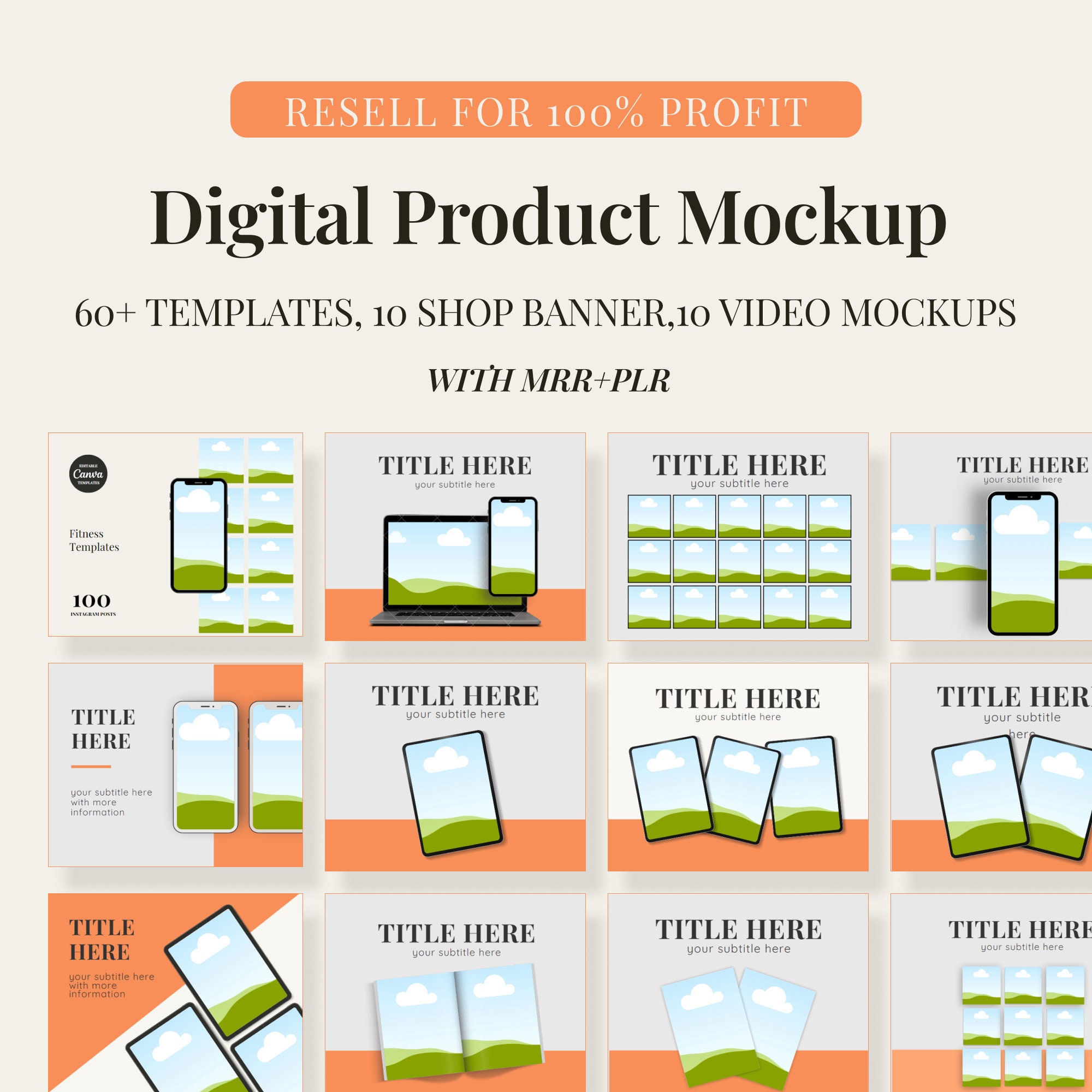 PLR MRR Digital Product Mockup Templates 60+ Etsy Listing, Etsy Banners ...