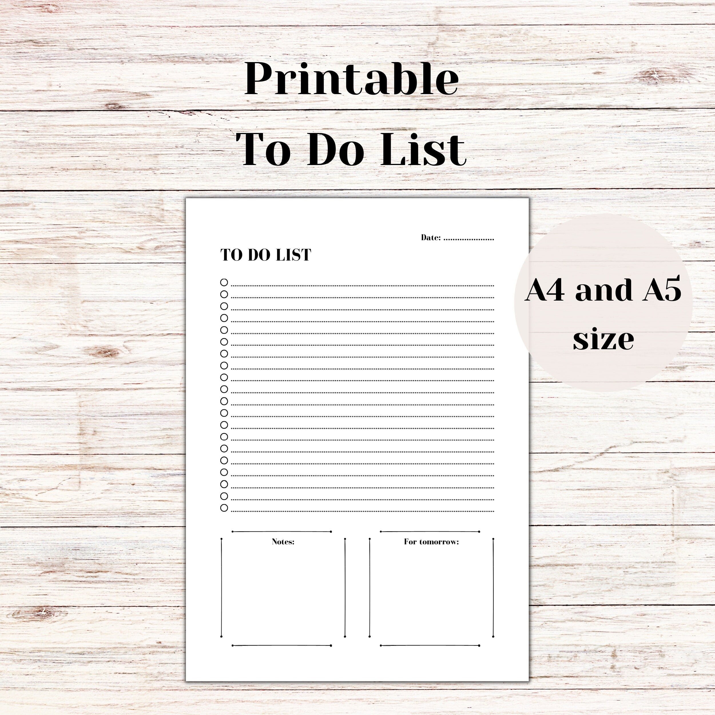 Minimalistic Printable to Do List — PDF Planner Checklist — Task List ...