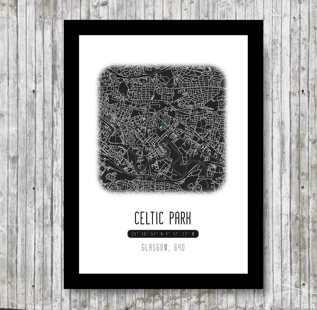 Celtic Stadium, Celtic Park Poster Wall Art, Illustrated Map Print ...