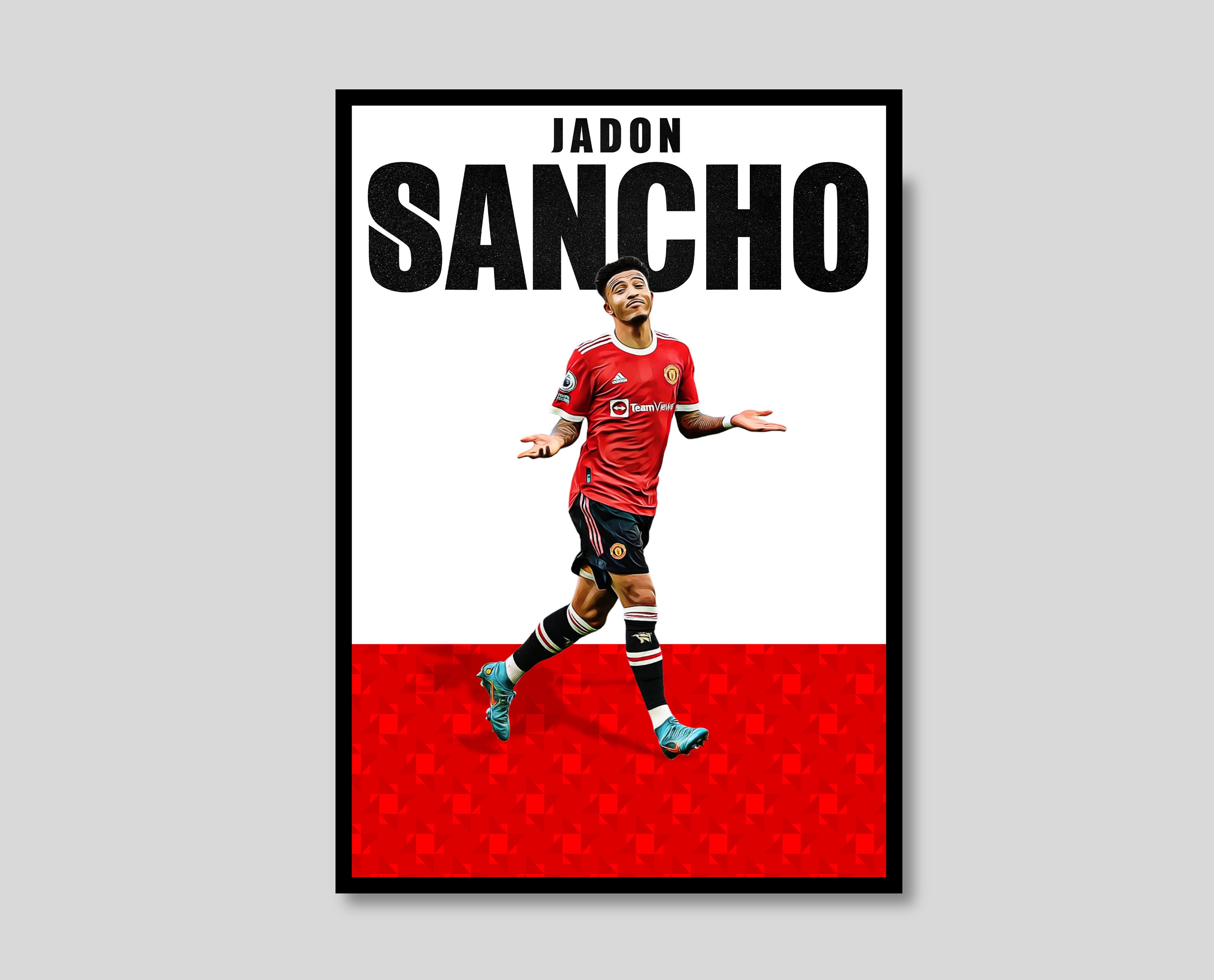 Jadon Sancho Print Wall Art, Manchester United Poster, Man United Fan ...