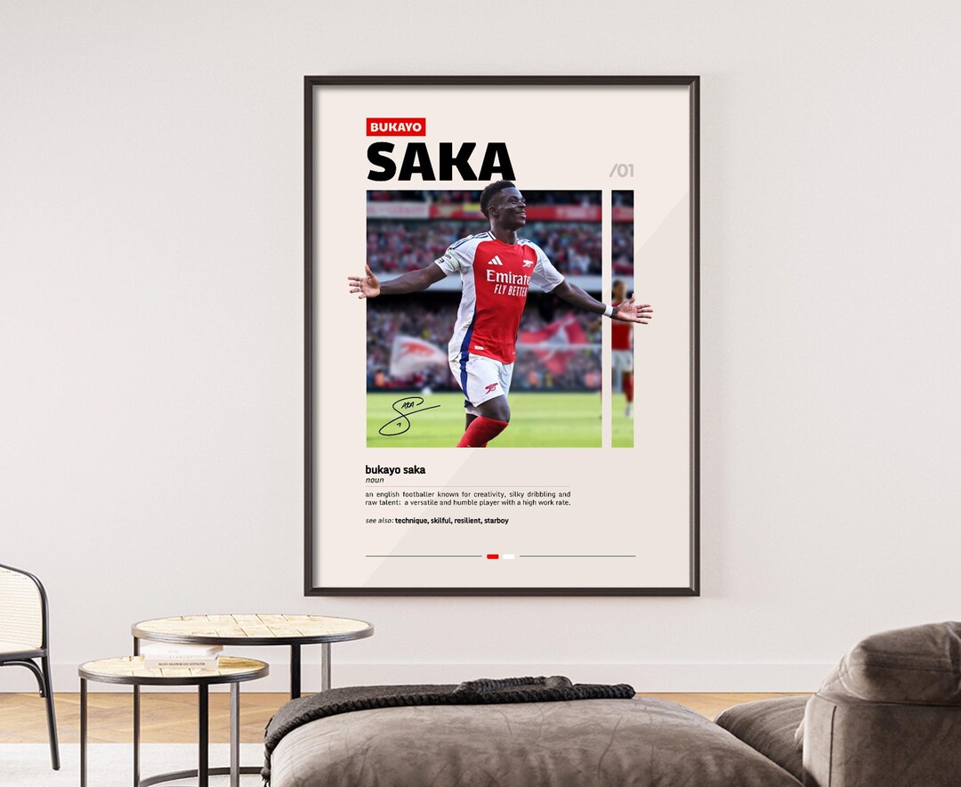 Bukayo Saka Print Wall Art, Arsenal Poster, Gunners Fan Gift Present ...