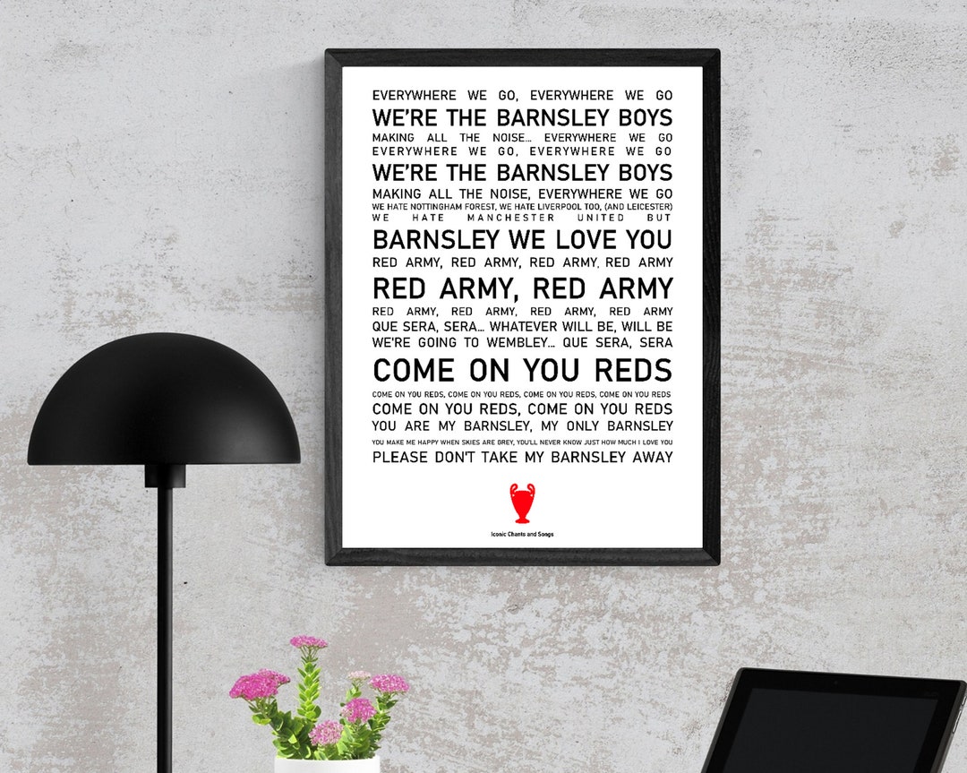 Barnsley FC Poster Wandkunst, Kultige Gesänge und Lieder, Barnsley Fan ...