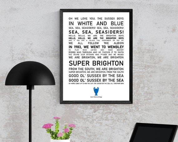 Brighton & Hove Albion Poster Wall Art Iconic Chants and - Etsy