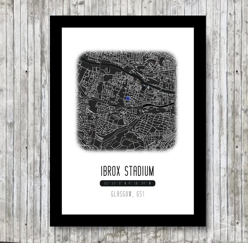 Rangers Stadium, the Ibrox Poster Wall Art, Illustrated Map Print ...