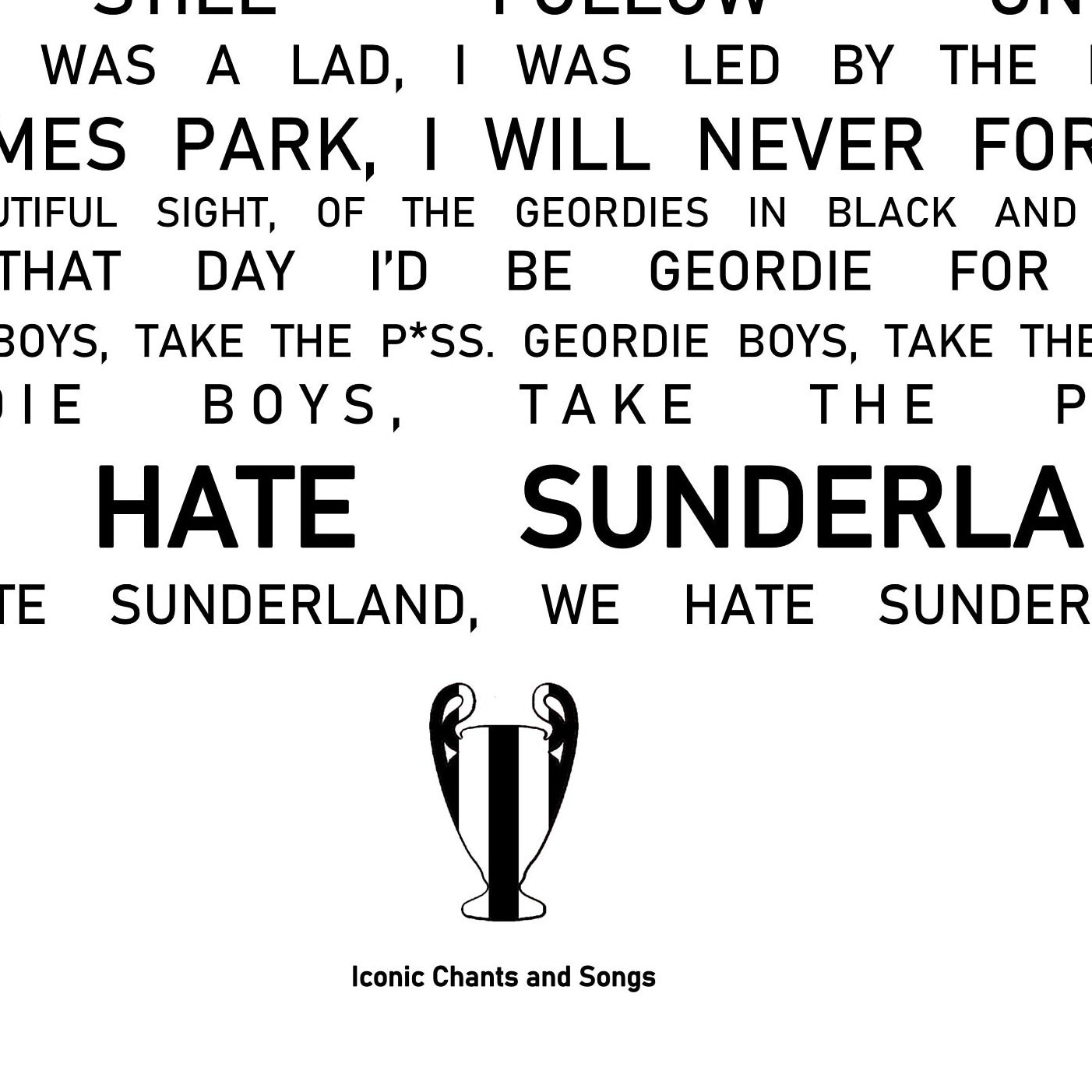 Newcastle United Poster Wall Art, Iconic Chants and Songs, Newcastle ...