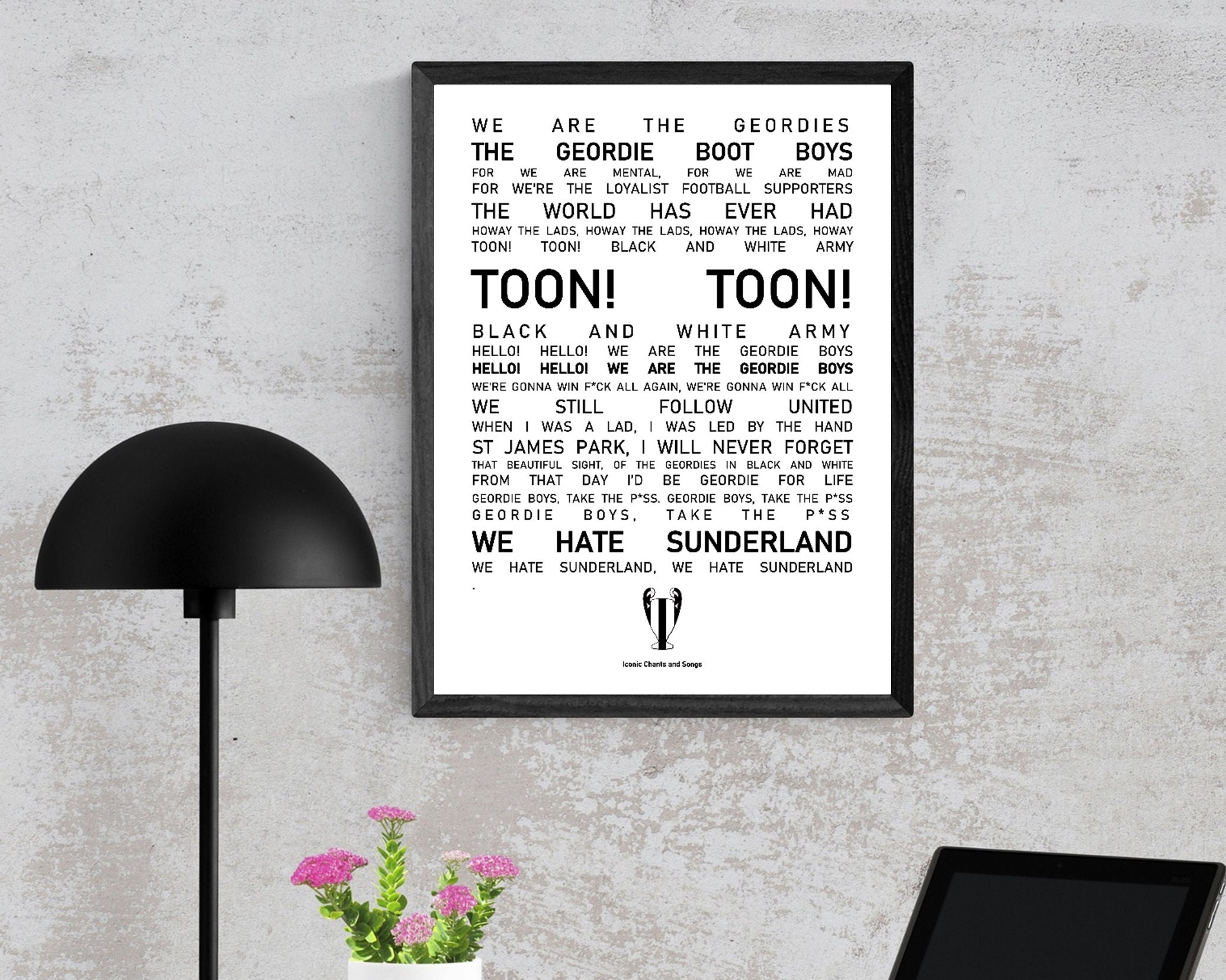 Newcastle United Poster Wall Art, Iconic Chants and Songs, Newcastle ...