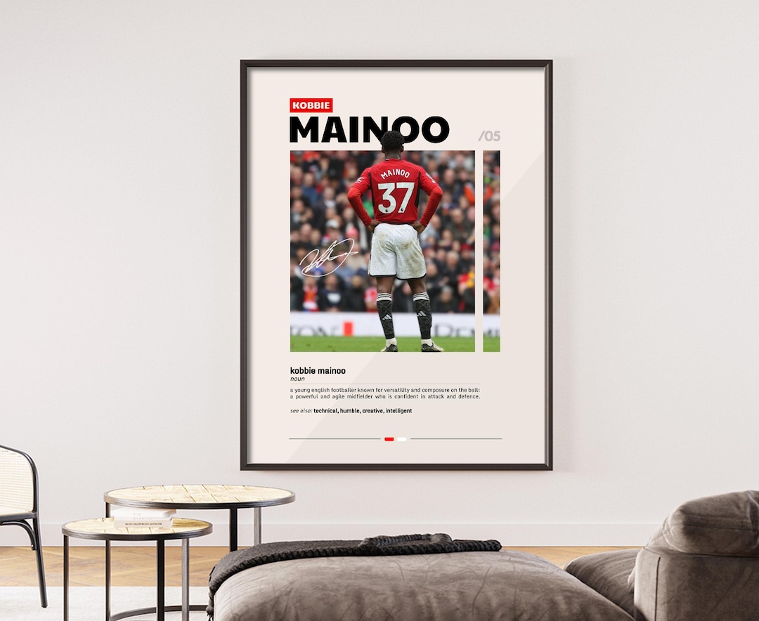 Kobbie Mainoo Print Wall Art, Manchester United Poster, Football Fan ...