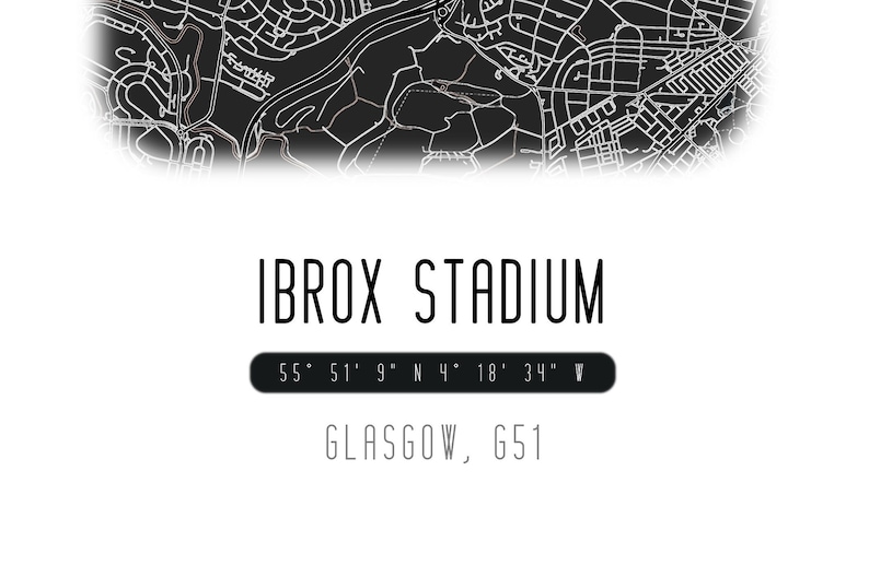 Rangers Stadium, the Ibrox Poster Wall Art, Illustrated Map Print ...