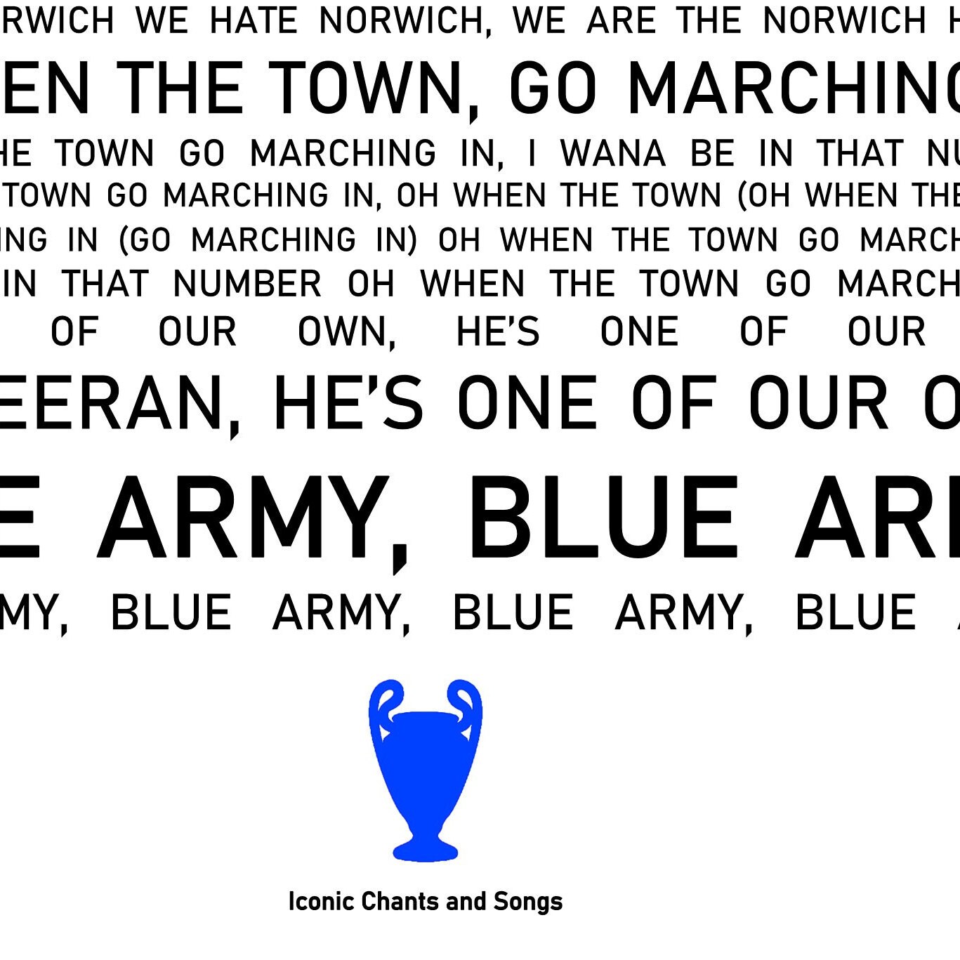 Ipswich Town Poster Wall Art, Iconic Chants and Songs, Ipswich Fan ...