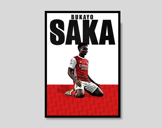 Bukayo Saka Print Wall Art, Arsenal Poster, Arsenal Fan Gift Present ...