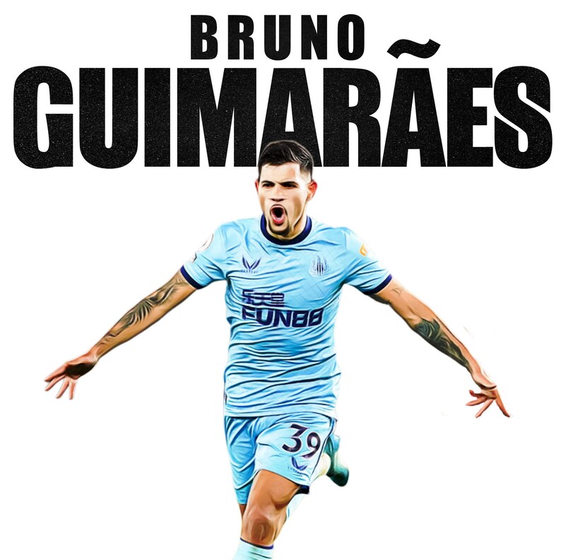 Bruno Guimaraes Print Wall Art, Newcastle United Poster, Newcastle Fan ...