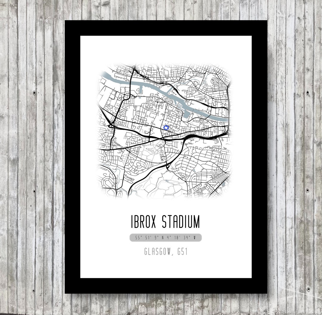 Rangers Stadium, the Ibrox Poster Wall Art, Illustrated Map Print ...
