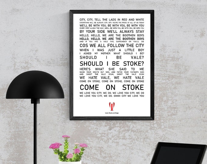 Stoke City Poster Wall Art, Iconic Chants and Songs, Stoke Fan Present ...