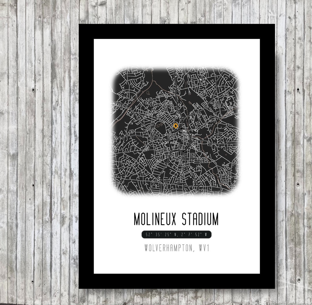 Wolves Stadium, Molineux Stadium, Poster Wall Art, Illustrated Map ...
