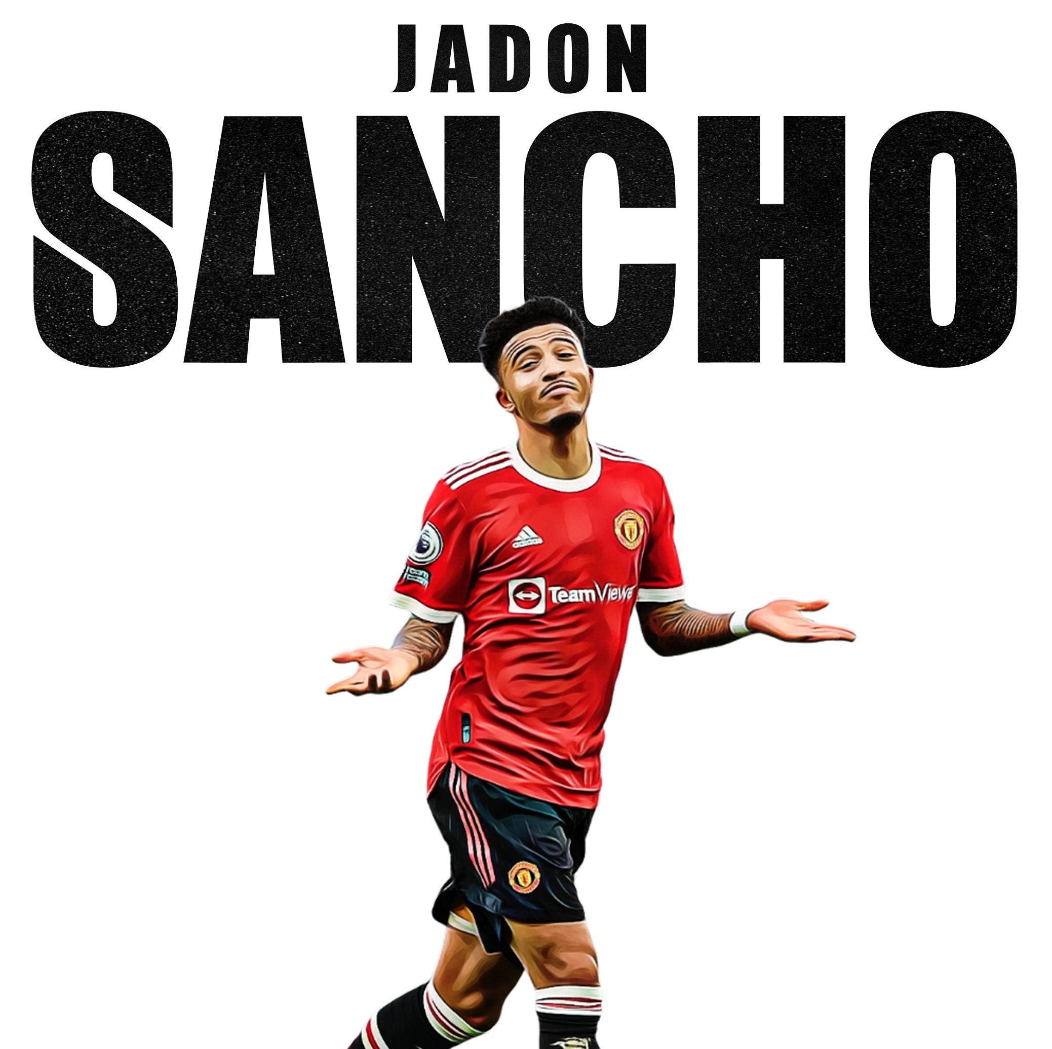 Jadon Sancho Print Wall Art, Manchester United Poster, Man United Fan ...