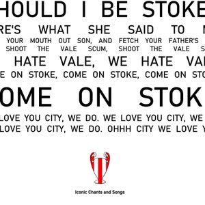 Stoke City Poster Wall Art, Iconic Chants and Songs, Stoke Fan Present ...