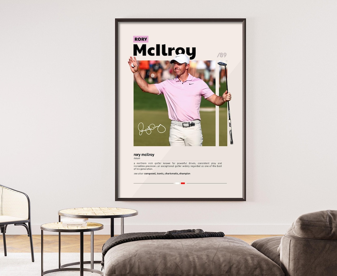 Rory Mcilroy Golf Print Wall Art, Golfing Hero Poster, Golfer Fan Gift ...
