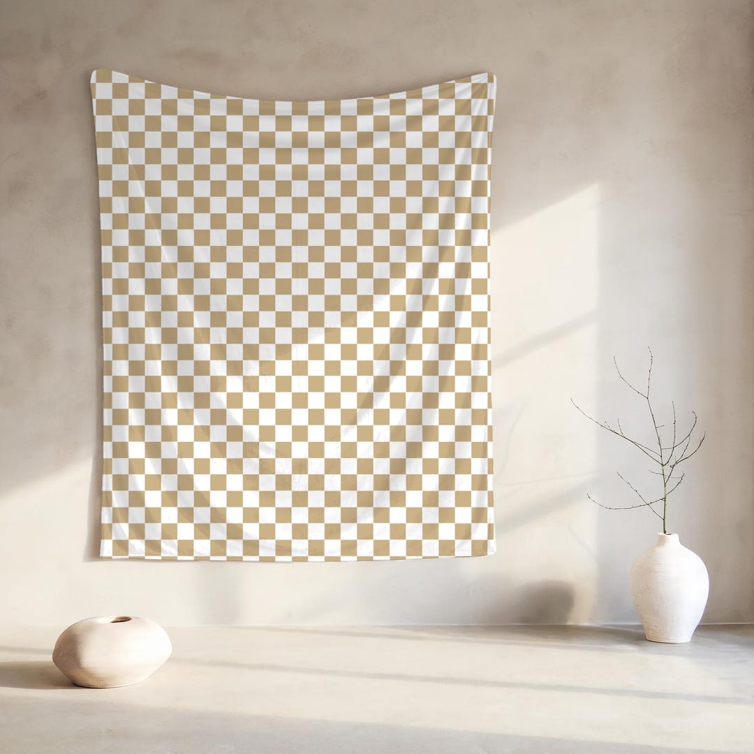 Light Brown Checkered Blanket - Etsy