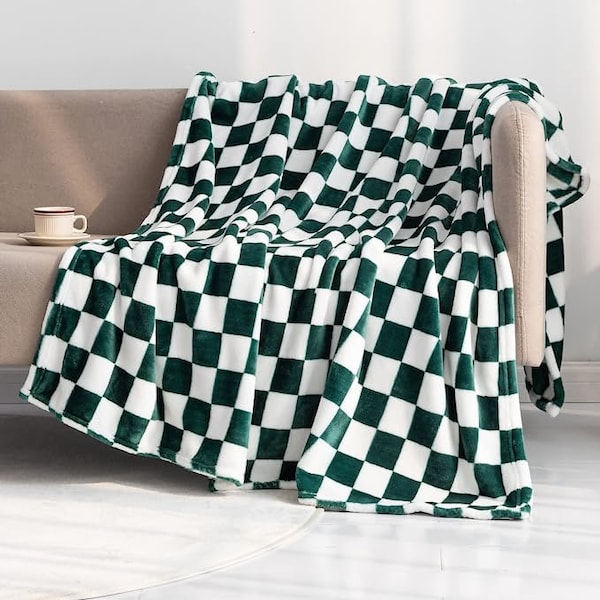 Green White Blanket - Etsy