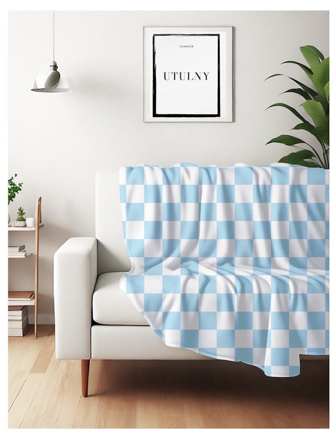 Light Blue Checkered Blanket - Etsy