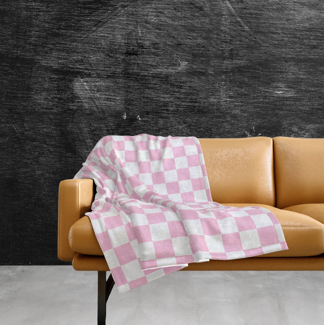 Light Pink Checkered Blanket Checkerboard Blanket Trending Room Decor ...