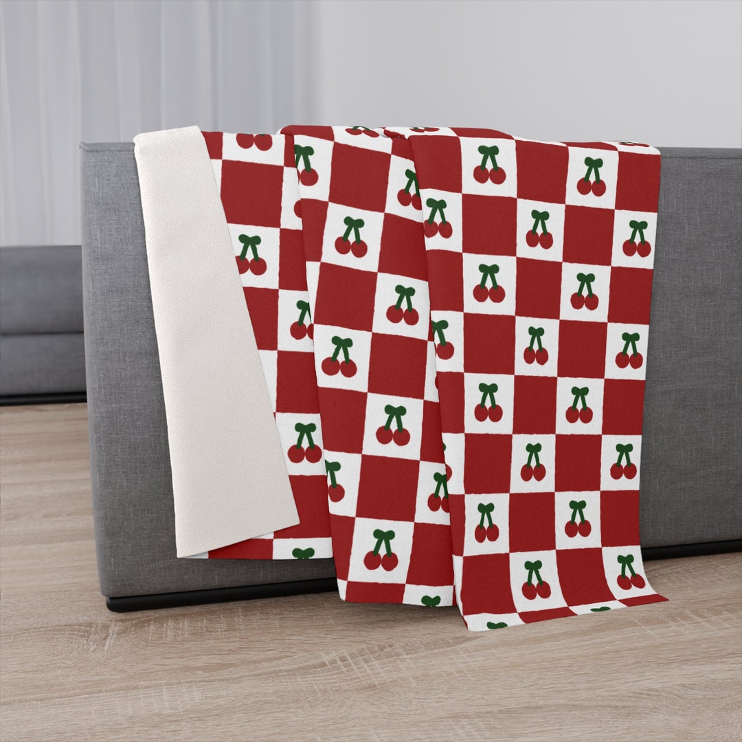Cherry Checker Blanket Dorm Necessities Room Decor - Etsy