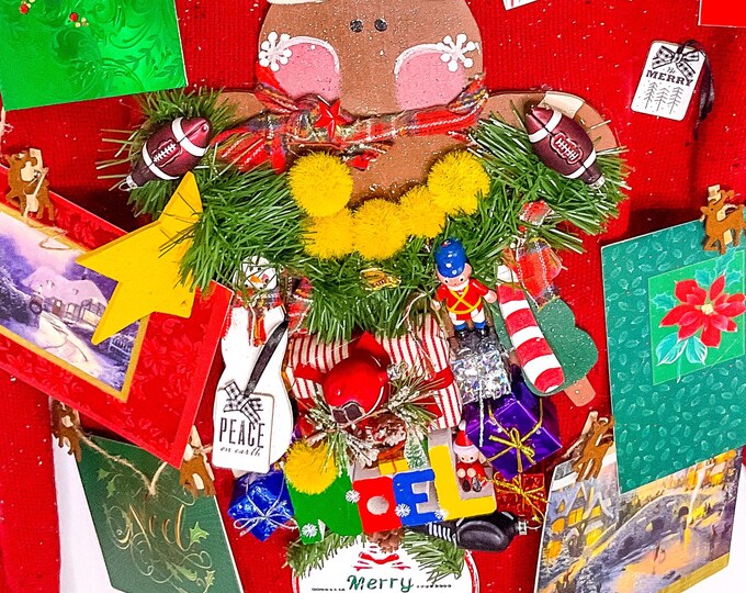 Handmade Funny Mens Ugly Christmas Sweater: Gingerbread Man Football ...