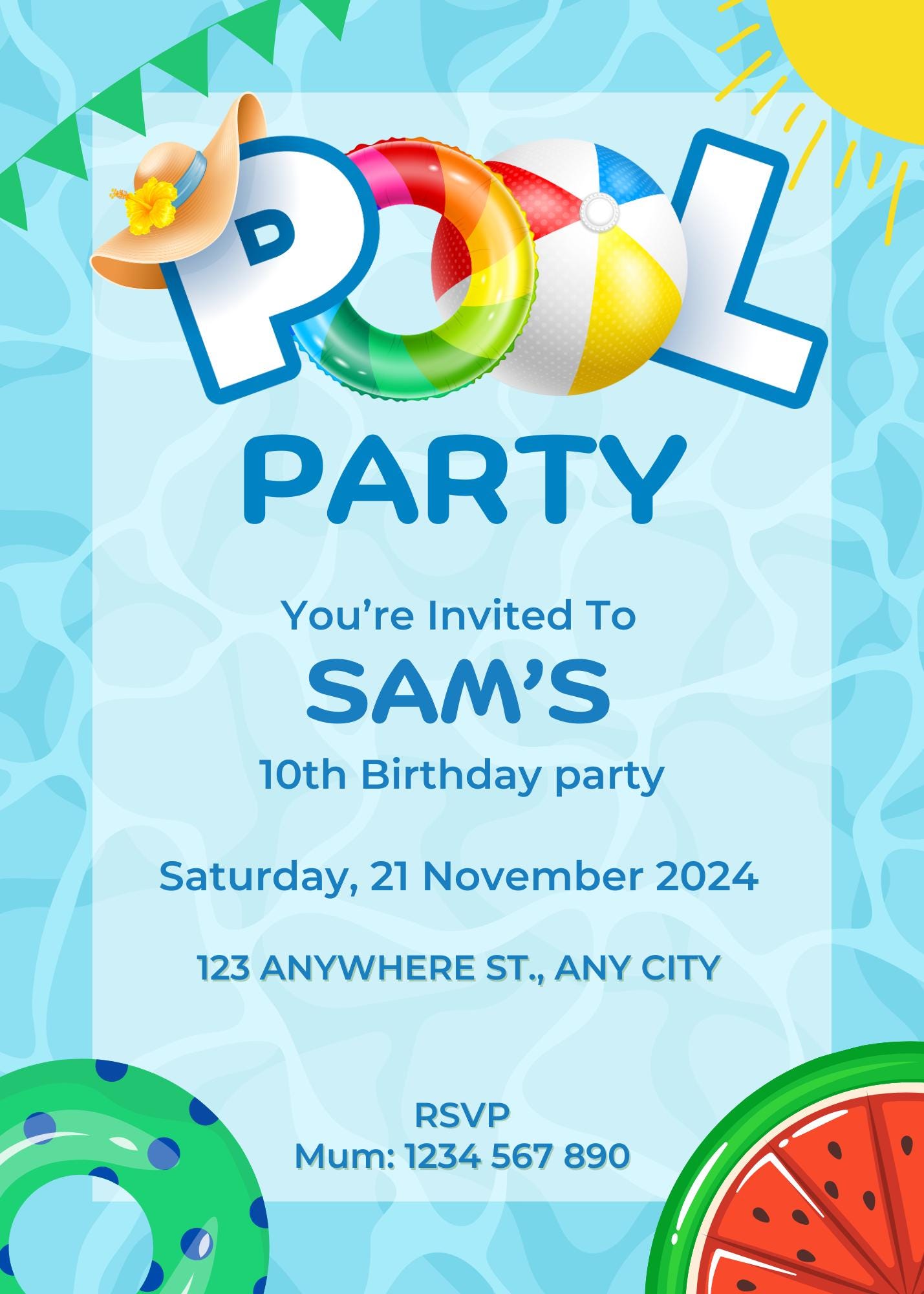 Pool Party Invitation - Etsy