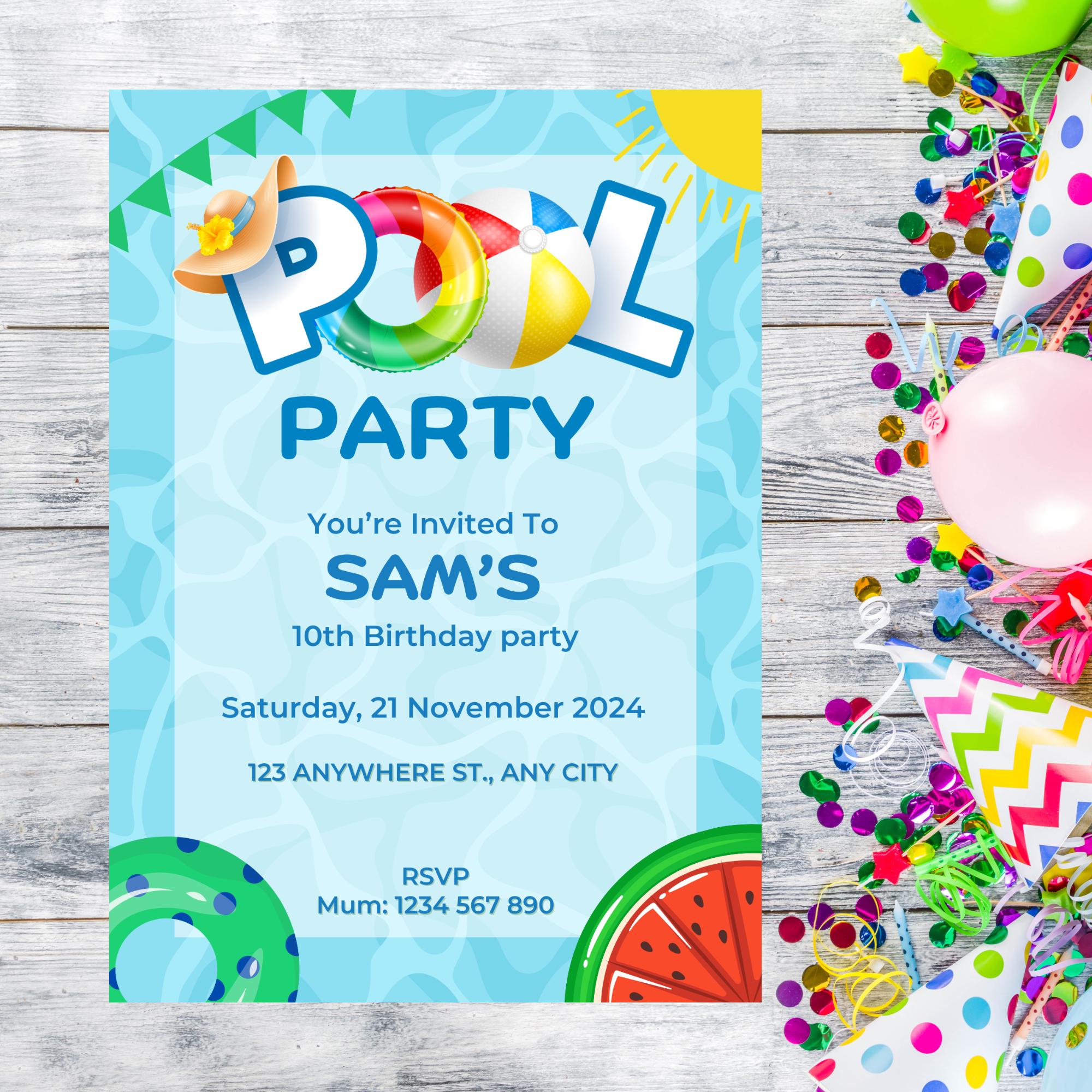 Pool Party Invitation - Etsy