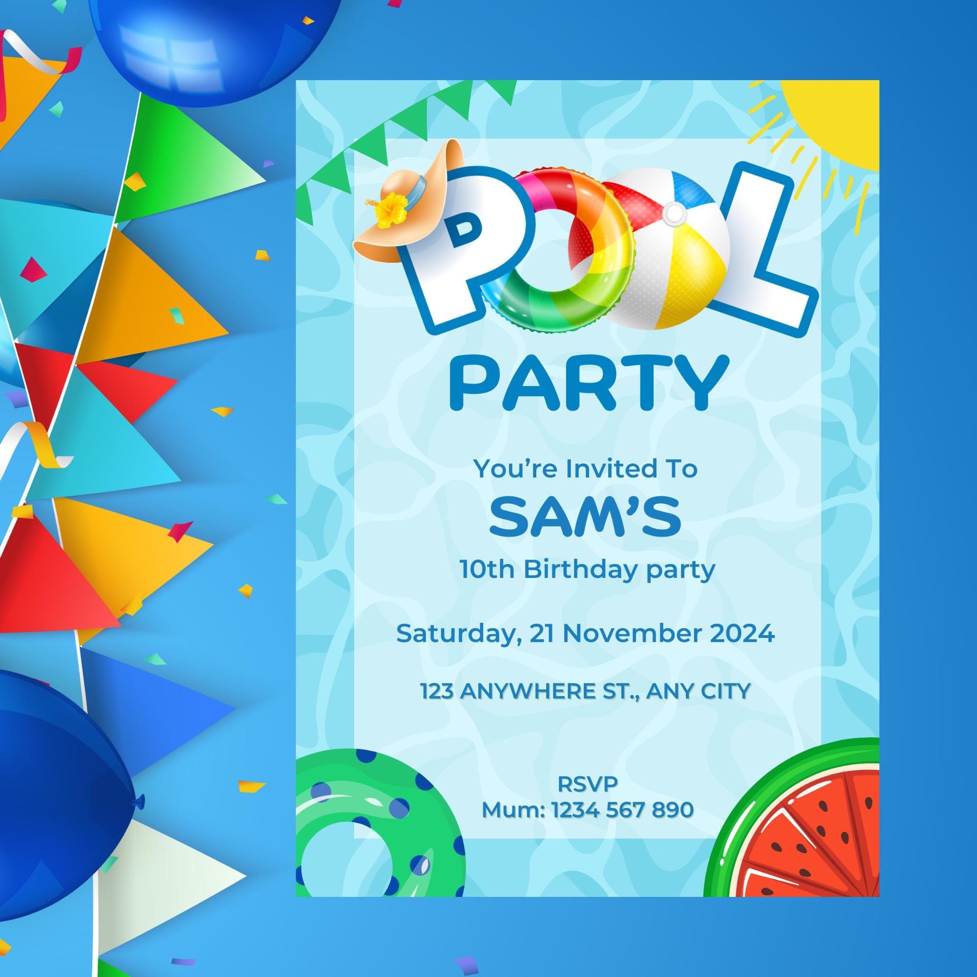 Pool Party Invitation - Etsy