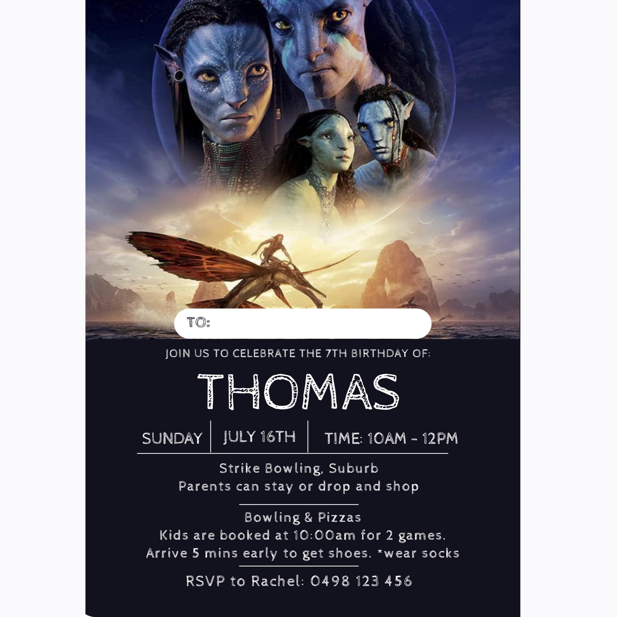 Avatar Birthday Invitation - Editable Digital Download - Etsy