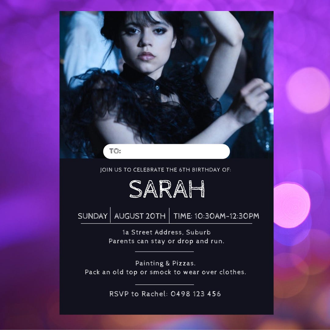 Wednesday Birthday Invitation - Editable Digital Download - Etsy
