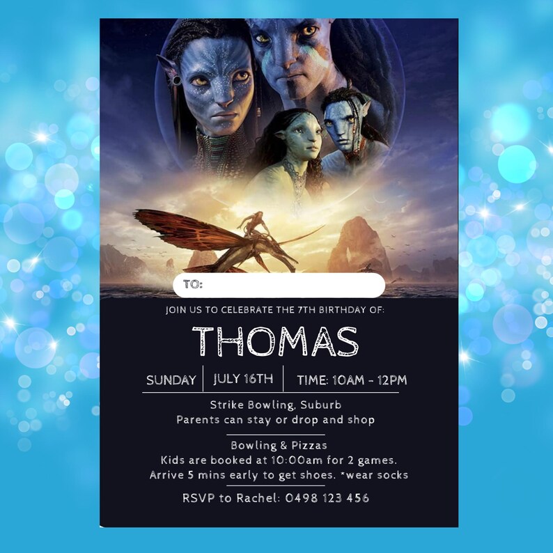 Avatar Birthday Invitation - Editable Digital Download - Etsy