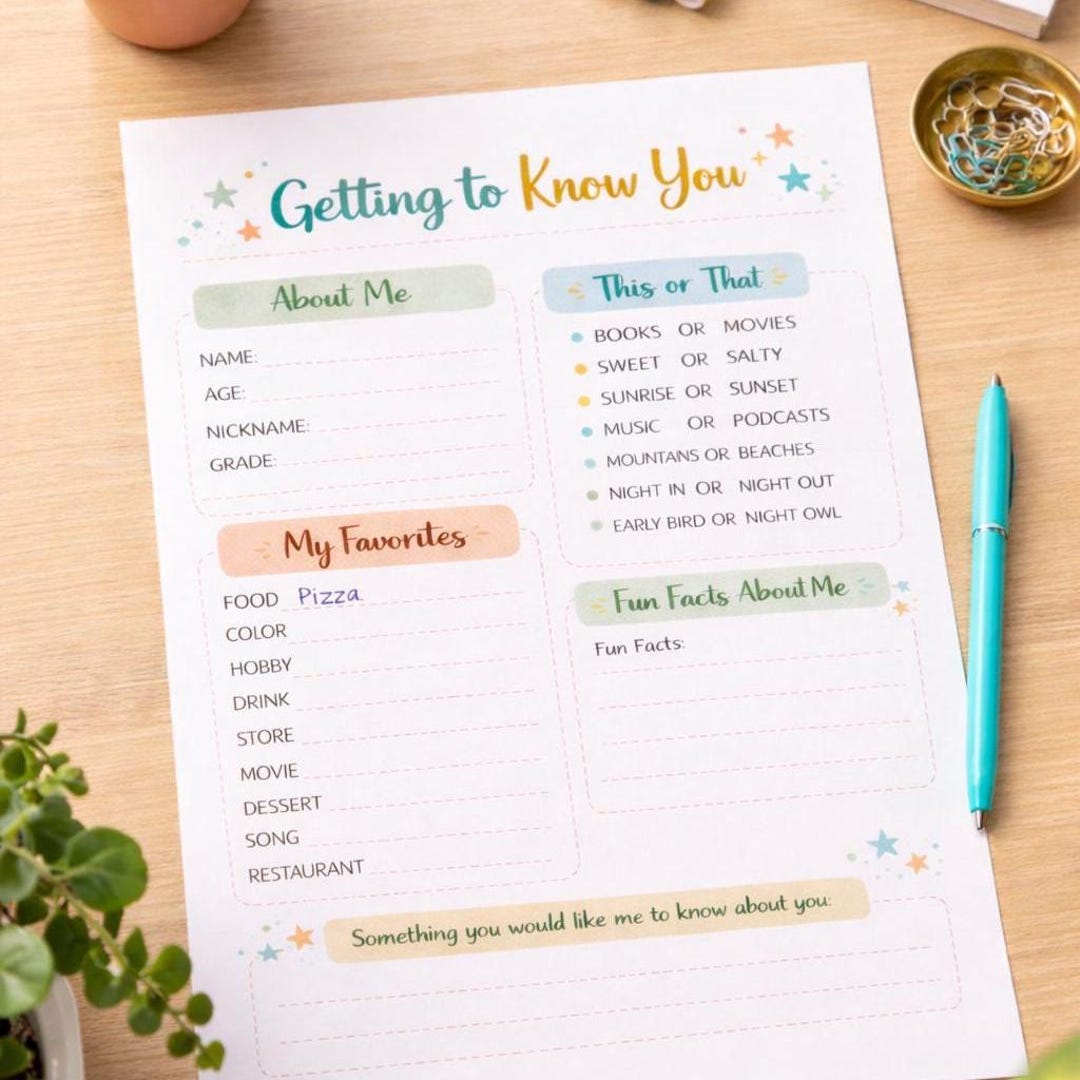 Getting to Know You Printable, Get to Know You Sheet, Get to Know You ...