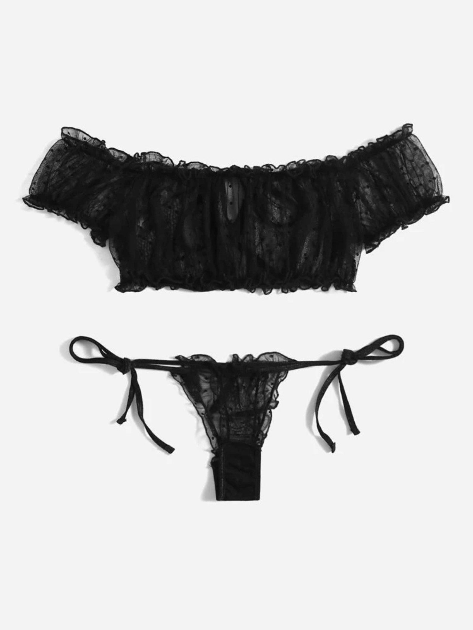 Sheer Mesh See Through Polka Dot Lingerie Set Etsy