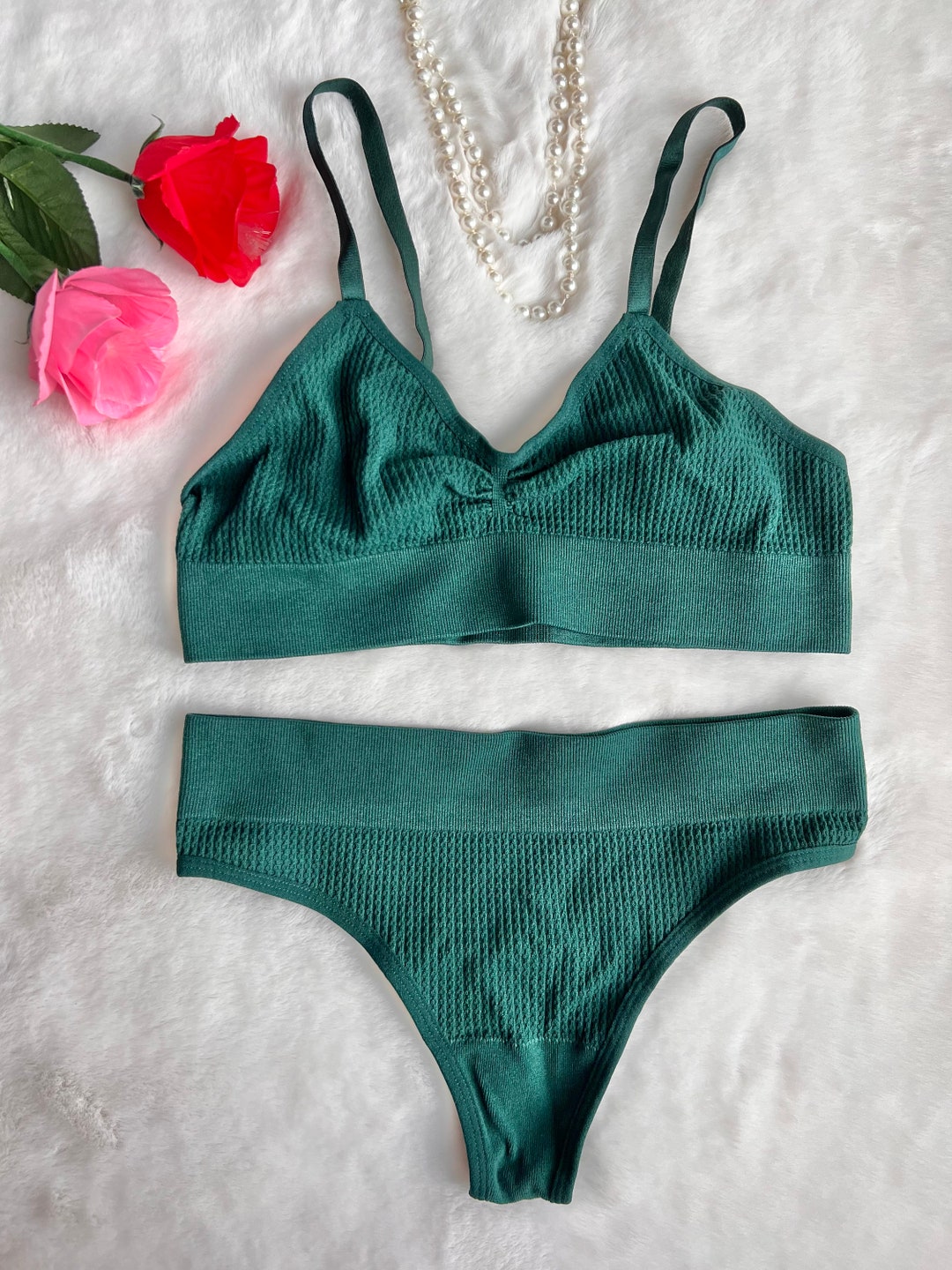 Plain Seamless Lingerie Set - Etsy