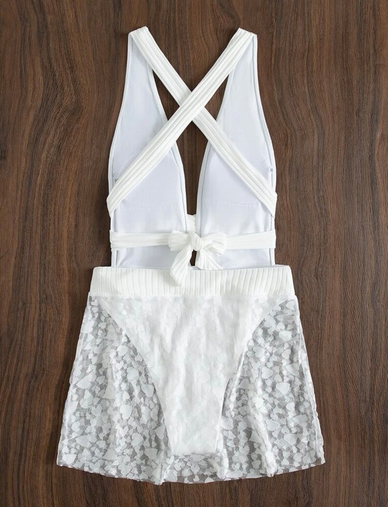 Criss Cross One Piece Swimsuit With Beach Skirt Cover Up Skirt Etsy