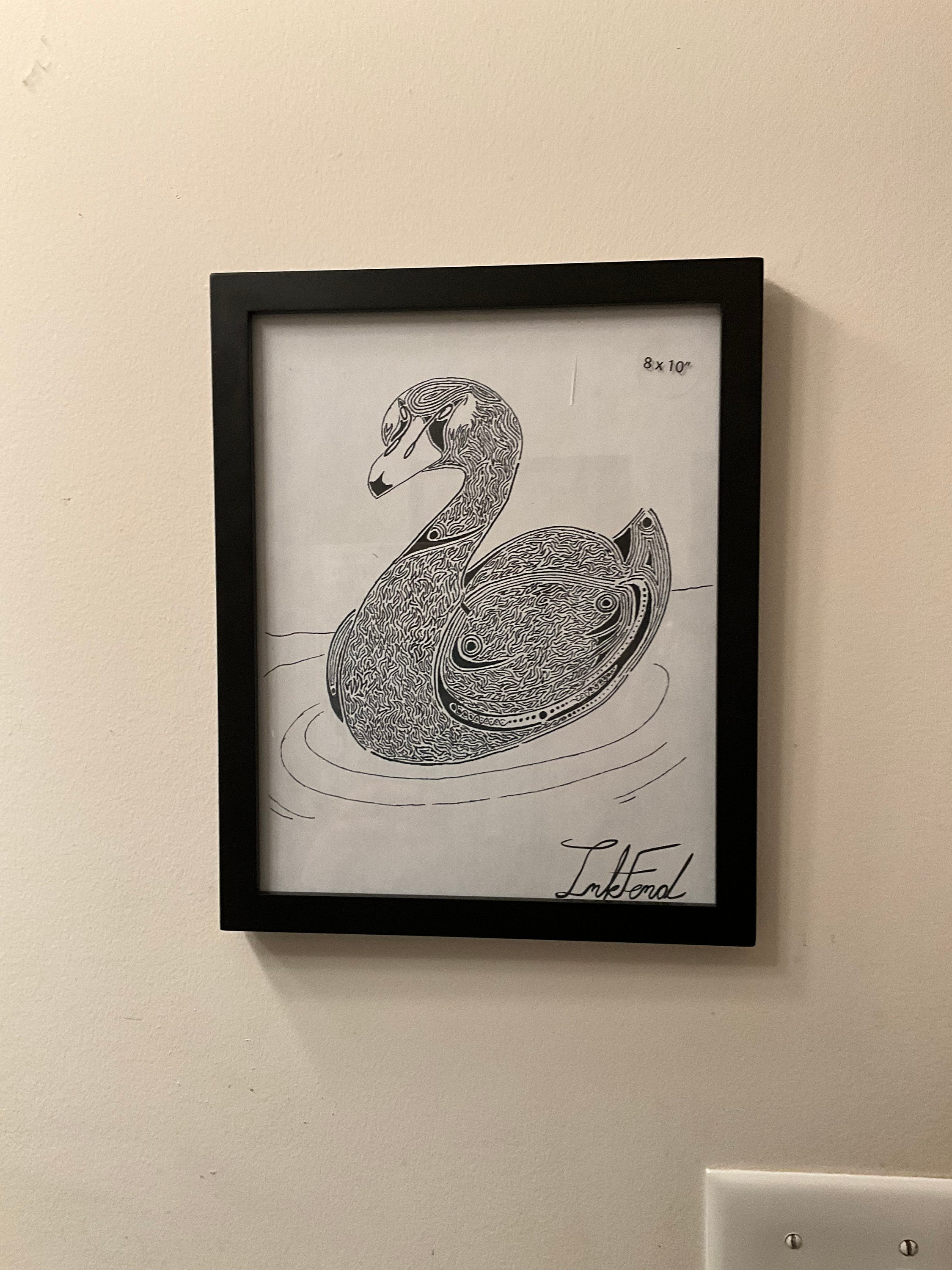 Line Patterned Swan Digital Print - Etsy